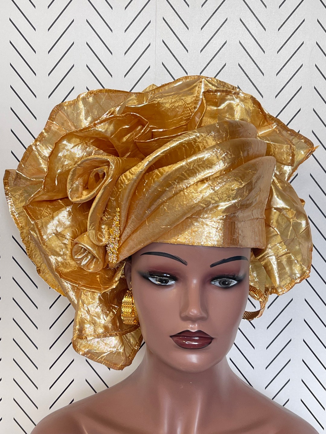 Headtie,gele Hat ,aso-oke Fabric,gele,headwrap,ready-to-wear Gele ...