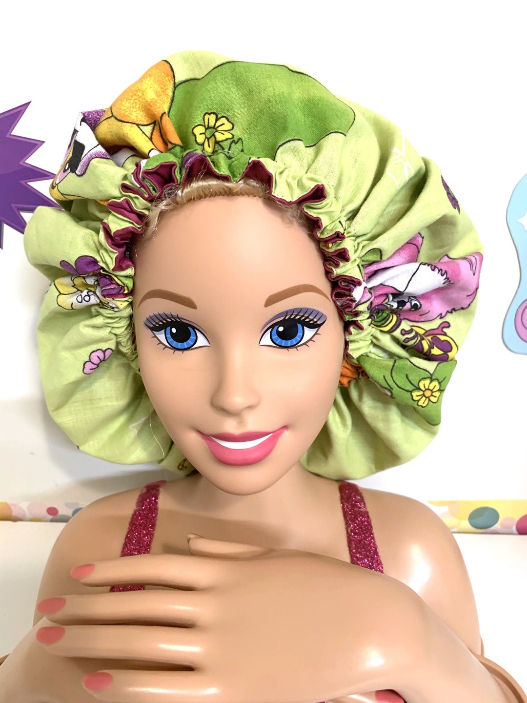 Kids Hair Bonnet Satin Hair Bonnet Girls Bonnet , Reversible Bonnet ...