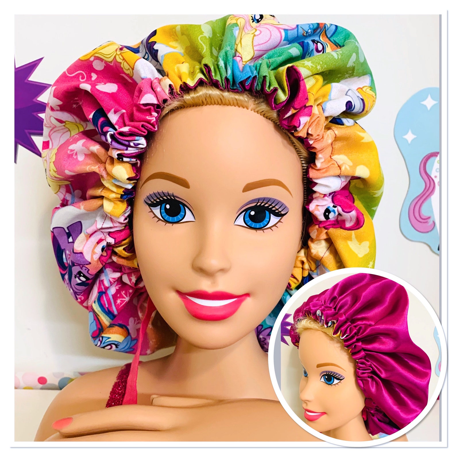 LITTLE PONY Hair Bonnet Satin Hair Bonnet Girls Bonnet Kid Bonnet,kid ...