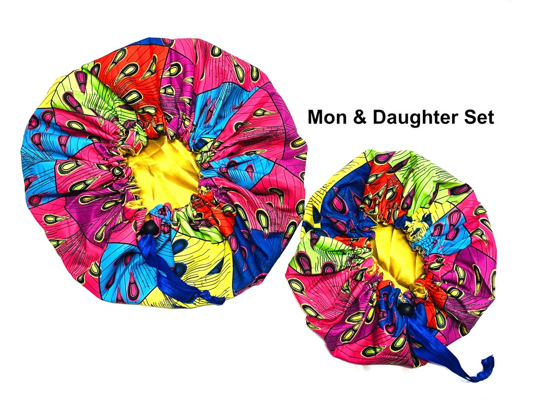 Pair Bonnets Mom & Daughter Sets Reversible Satin Bonnet,kids Bonnet ...