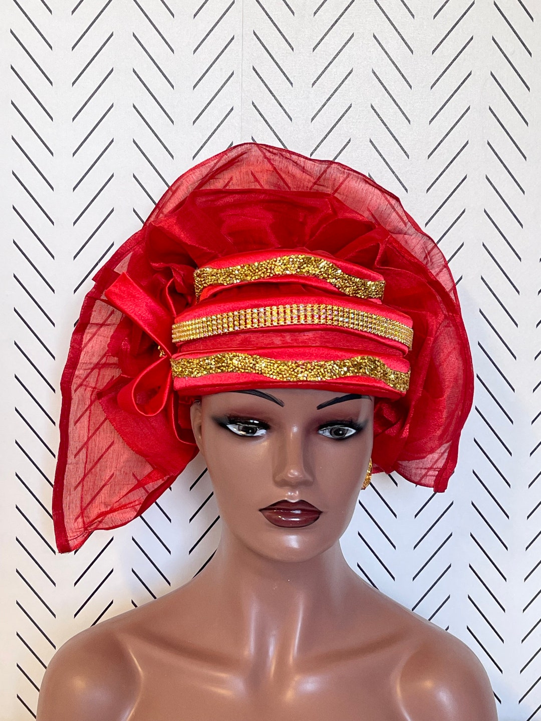 Headtie,gele Hat ,aso-oke Fabric,gele,headwrap,ready-to-wear Gele ...