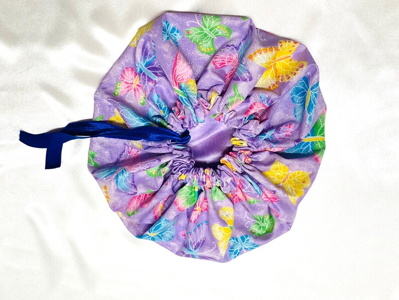 Butterfly on Purple Hair Bonnet Satin Hair Bonnet Girls bonnet | Etsy
