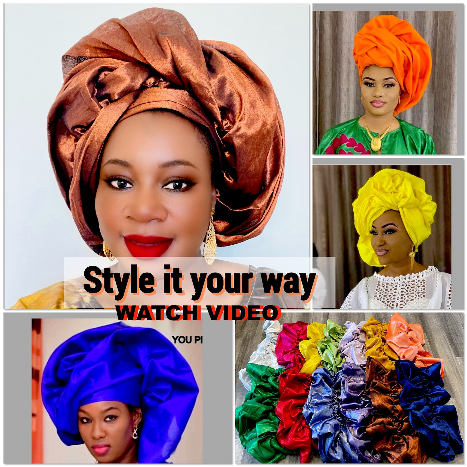 Headtie,gele Hat ,aso-oke Fabric,gele,headwrap,ready-to-wear Gele ...