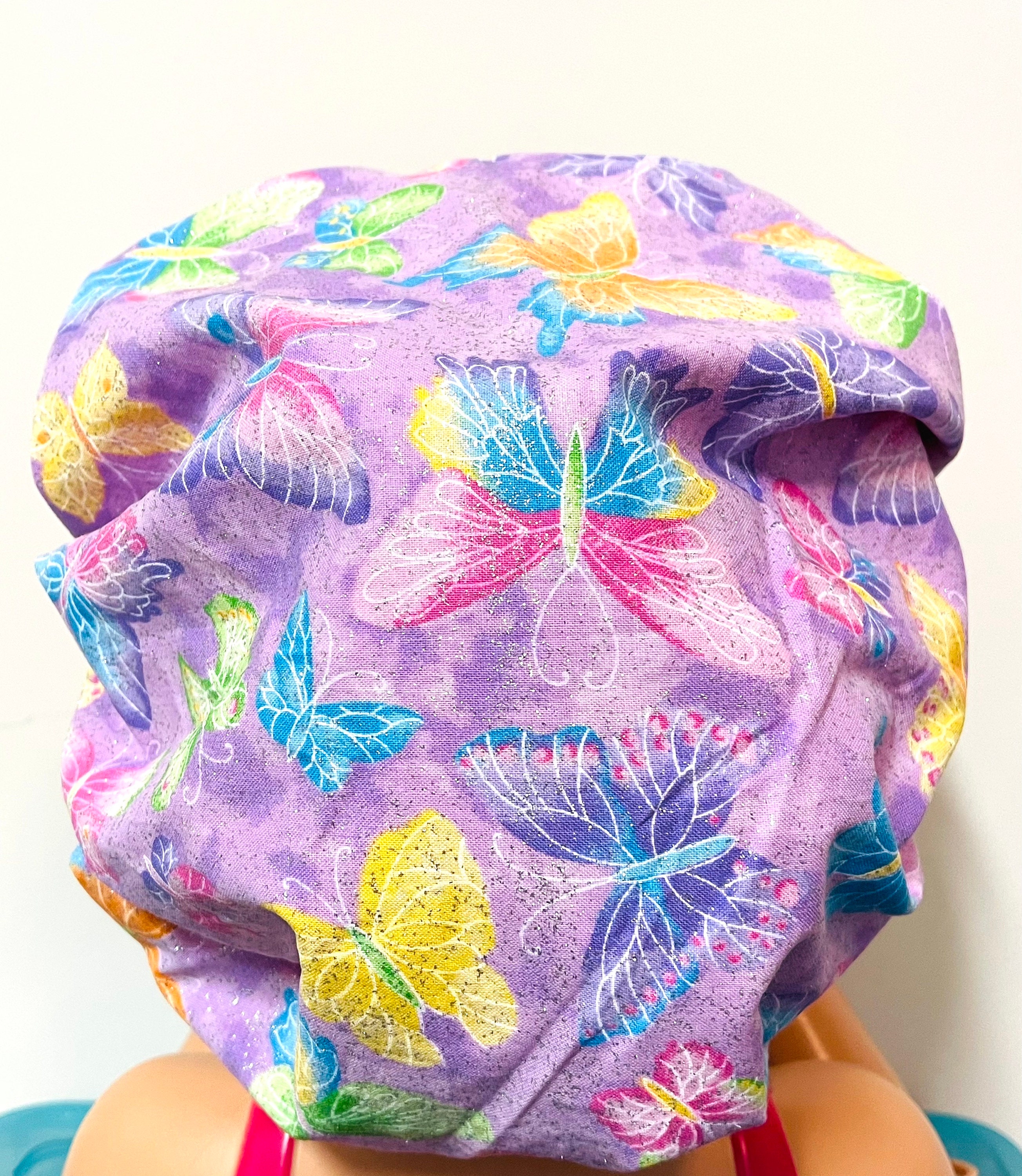 Butterfly on Purple Hair Bonnet Satin Hair Bonnet Girls Bonnet - Etsy