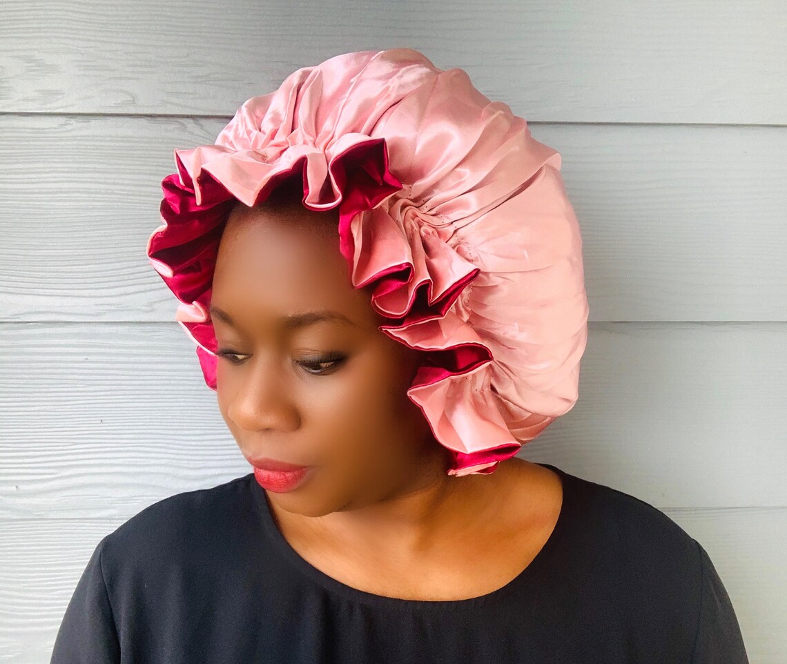 2 Tone Bonnet Fully Reversible Bonnet Satin Hair Bonnet Satin | Etsy