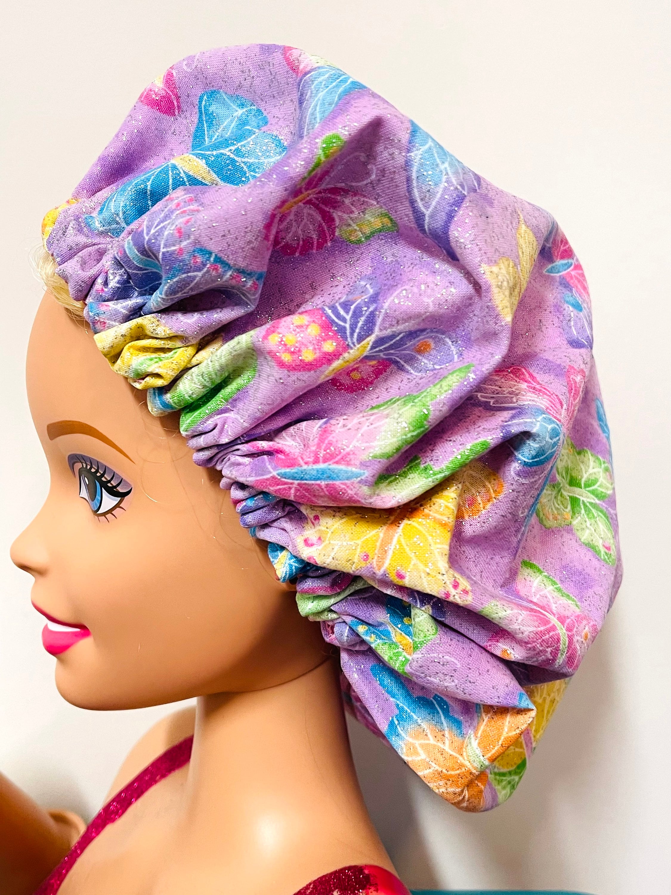 Butterfly on Purple Hair Bonnet Satin Hair Bonnet Girls Bonnet | Etsy