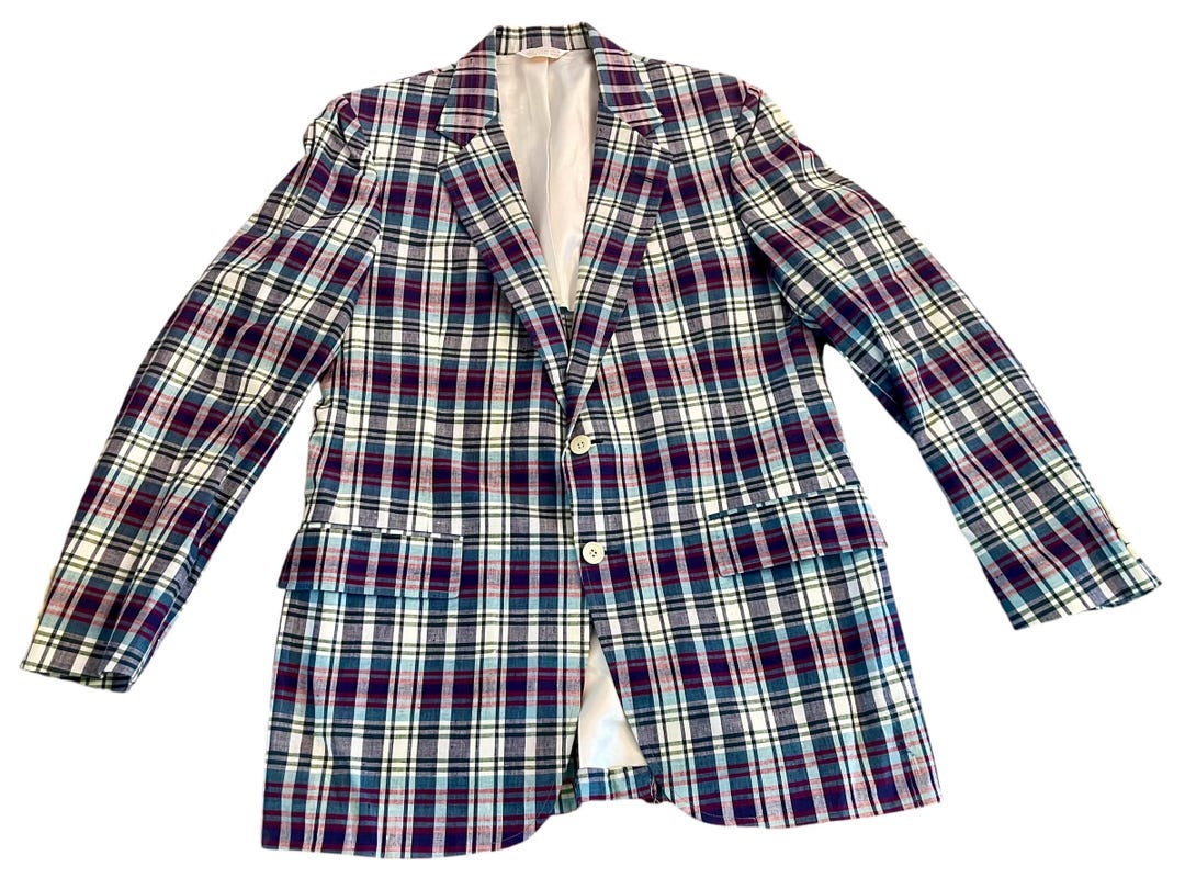 Vintage 80s Madras Plaid Sport Jacket by Asher Size XL - Etsy