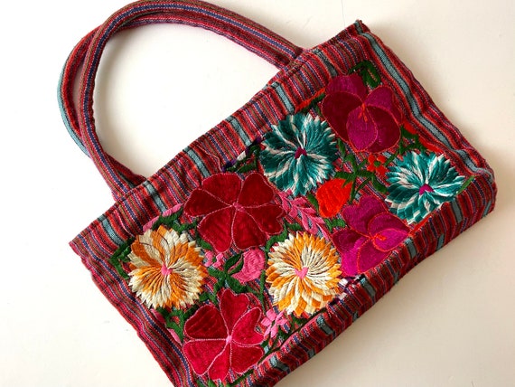 Boho Purse with Bold Beautiful Floral Embroidery - Gem