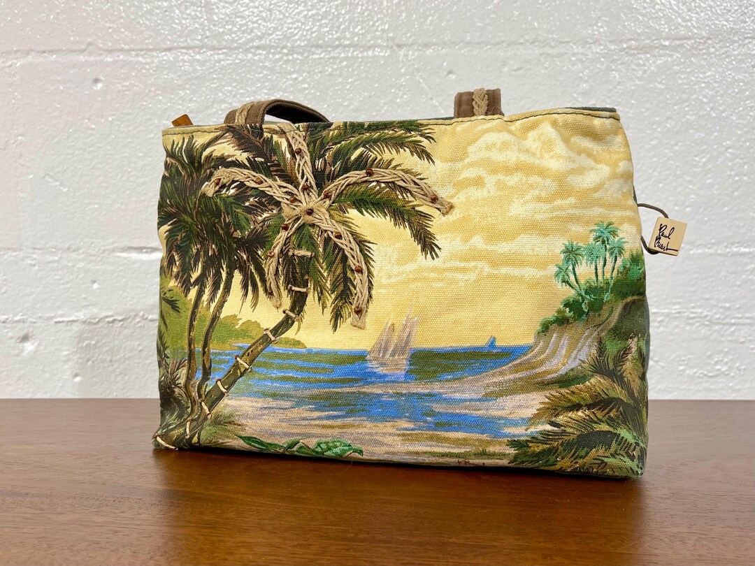 Vintage Y2K Palm Tree Canvas Purse by Paul Brent for Sun N Sand - Etsy