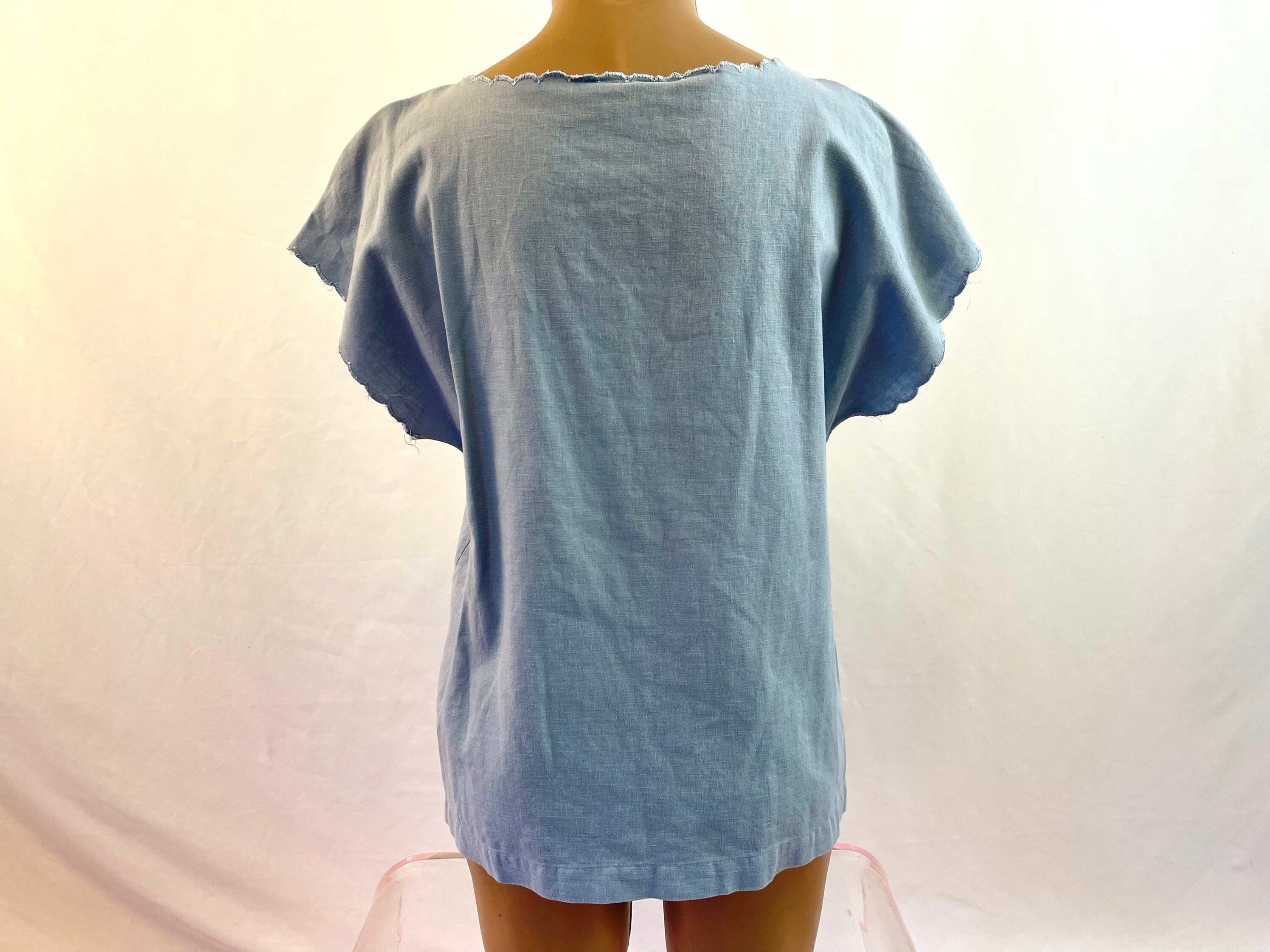 Vintage 80s Cut Out Linen Blend Top - Etsy