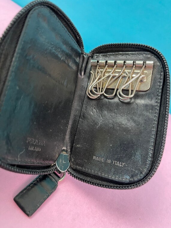 Vintage 1990s Black Leather Key Fob By Prada - Gem