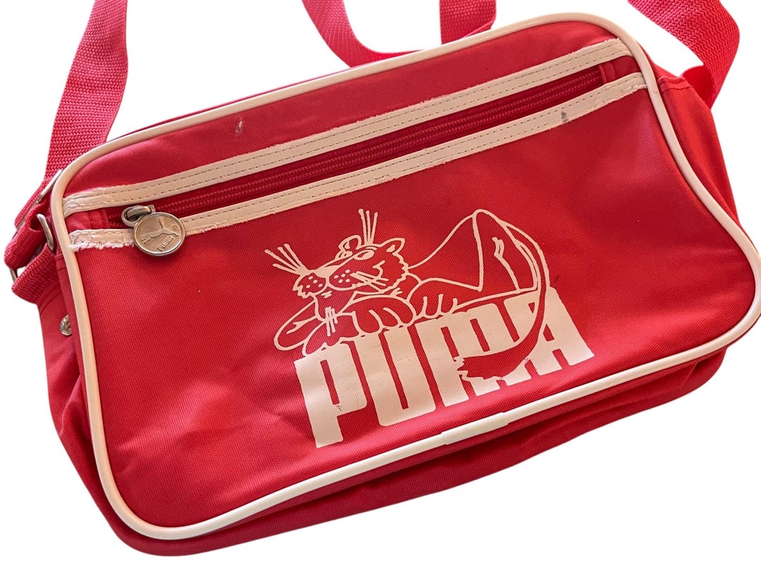 Vintage 1980s Hot Pink Puma Shoulder Bag Shoulder Crossbody Nylon Bag ...