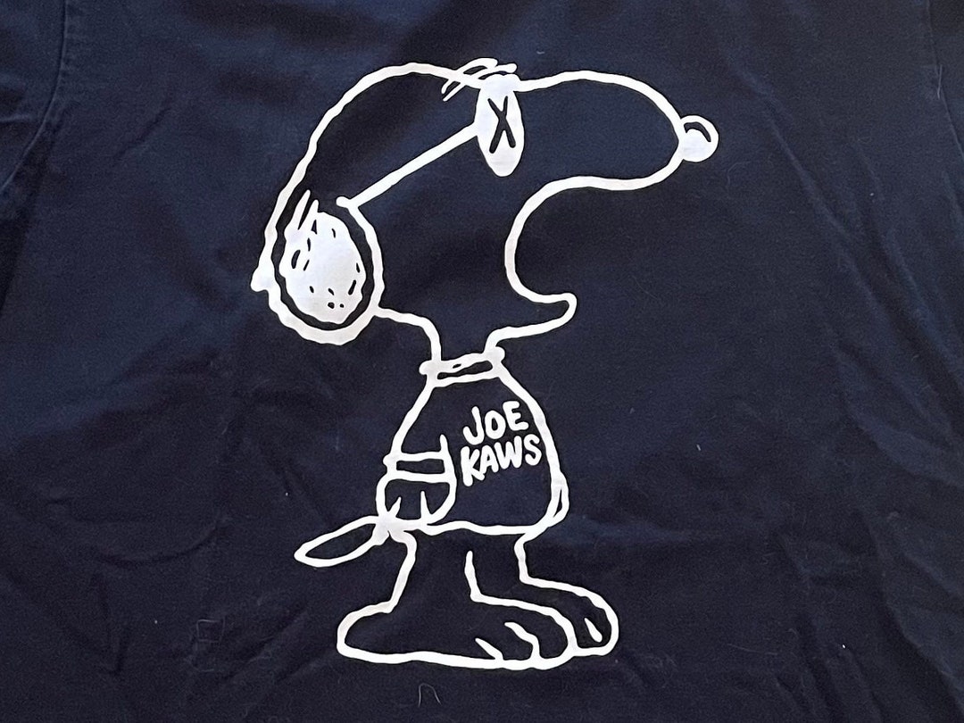 KAWS X Uniqlo X Peanuts Joe Kaws Yawn Outline Tee Shirt Size L - Etsy