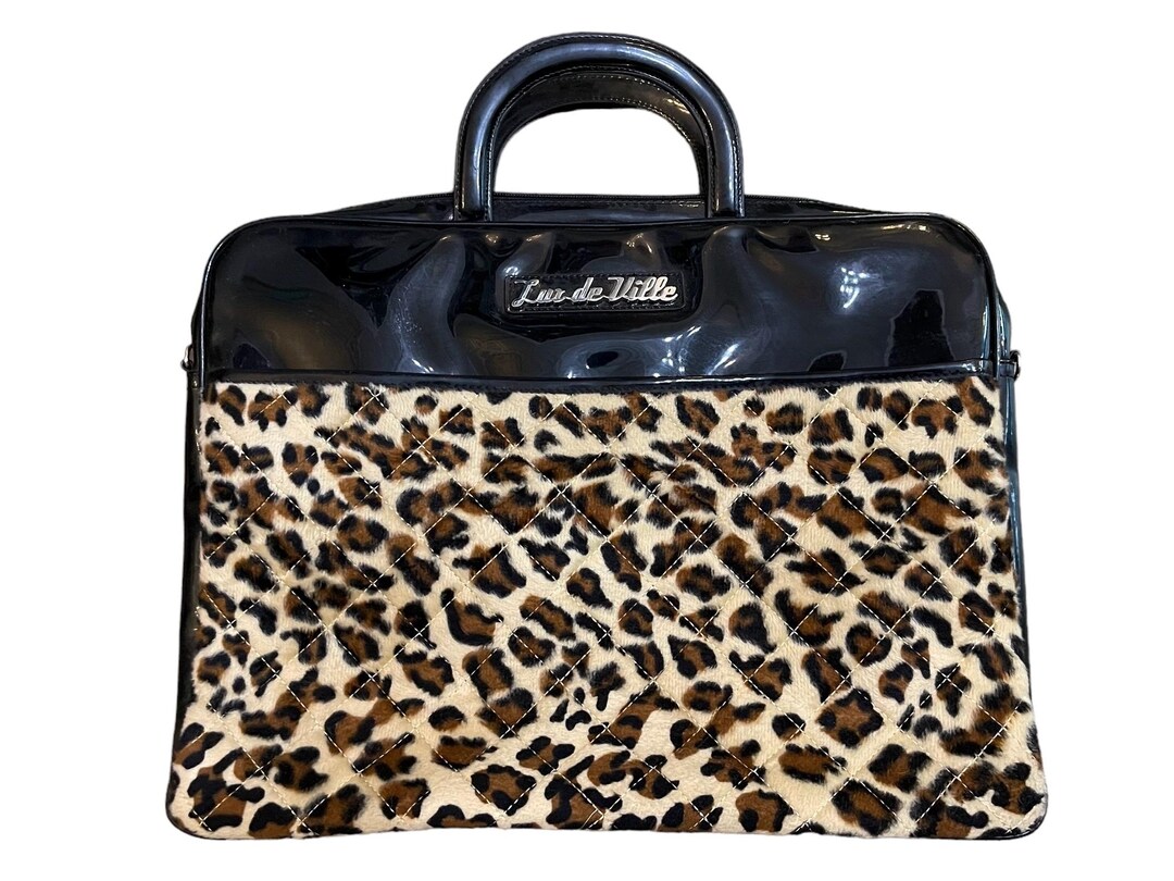 Vintage 2000s Patent Leather + Leopard Briefcase by Lux Deville - Etsy