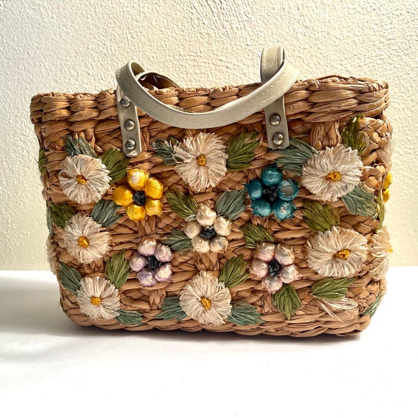 Straw Handbags With Flowers - Etsy