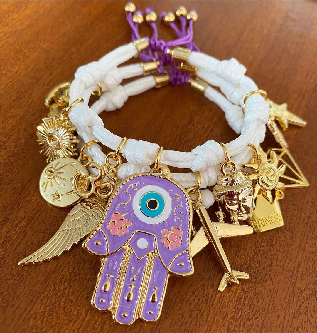 Hamsa Hand Bracelet Set. Layering Bracelets, Stackable Bracelets. - Etsy