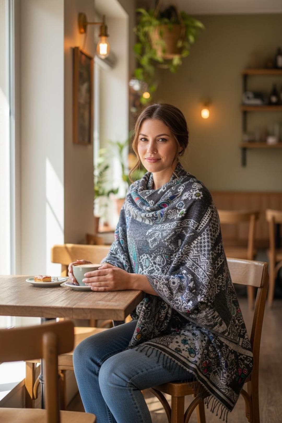 Hand Embroidered Wool Shawl Wrap | Super Warm Lightweight Cozy Winter ...