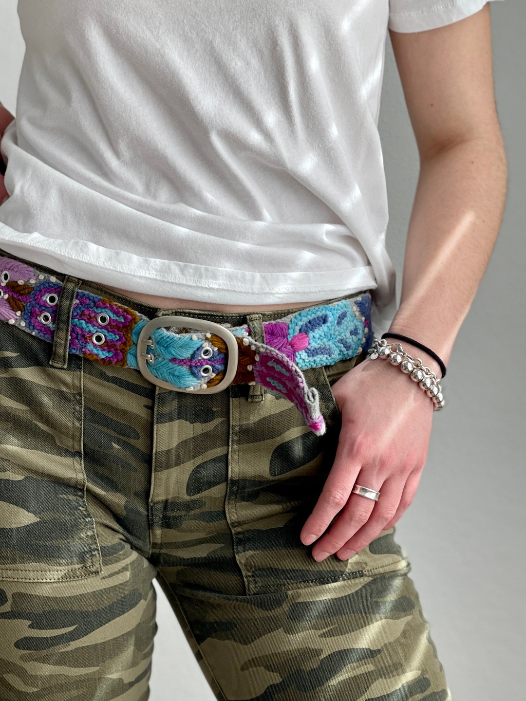 Bugambilia Wool Belt. Peruvian Embroidered Belt. Wool Belt in - Etsy