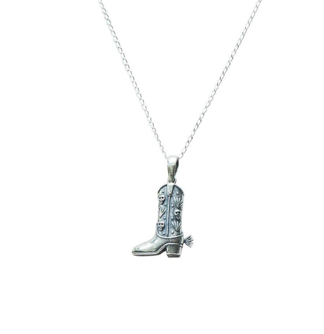 Cowboy Boot Pendant, Mexican Silver Necklace, Western Jewelry. - Etsy