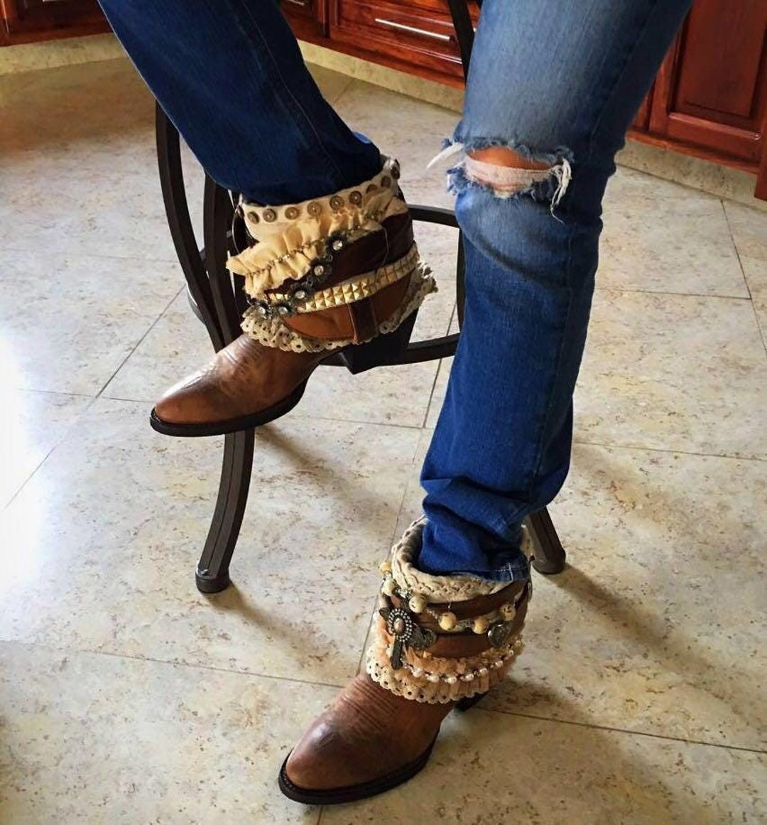 Western Bootie, Reworked Cowgirl Boots, Leather Ankle Boots, Unique ...