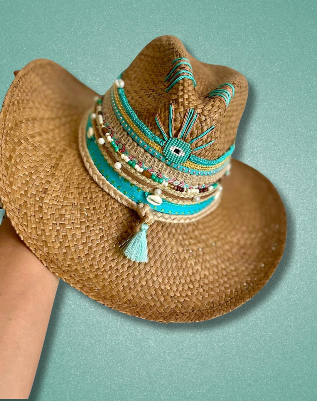 Statement Fedora Straw Hat, Colombian Style Evil Eye Hat. - Etsy