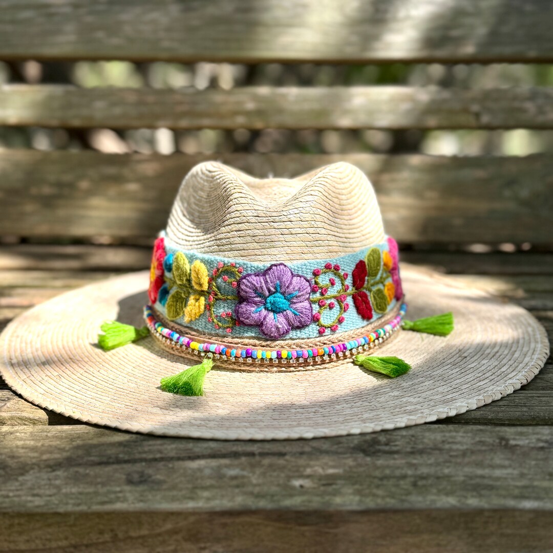 Unique Straw Fedora With Floral Band for Summer Boho Style - Etsy