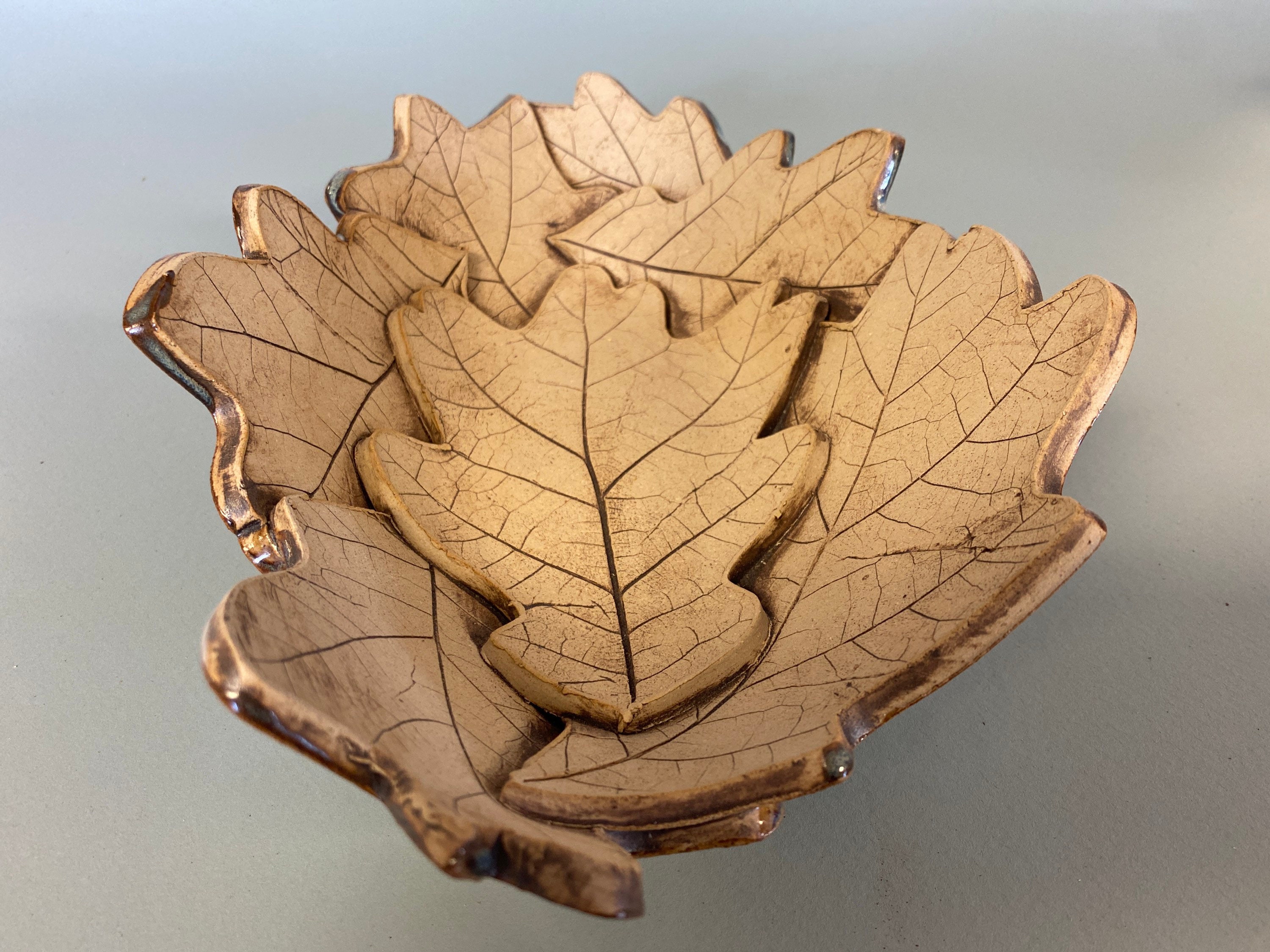 Stoneware Hand Built Pottery Oak Leaf Bowl Unique Gifts - Etsy
