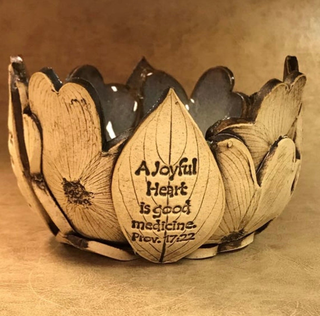 Stoneware Handbuilt Scripture Dogwood Bowl - Etsy