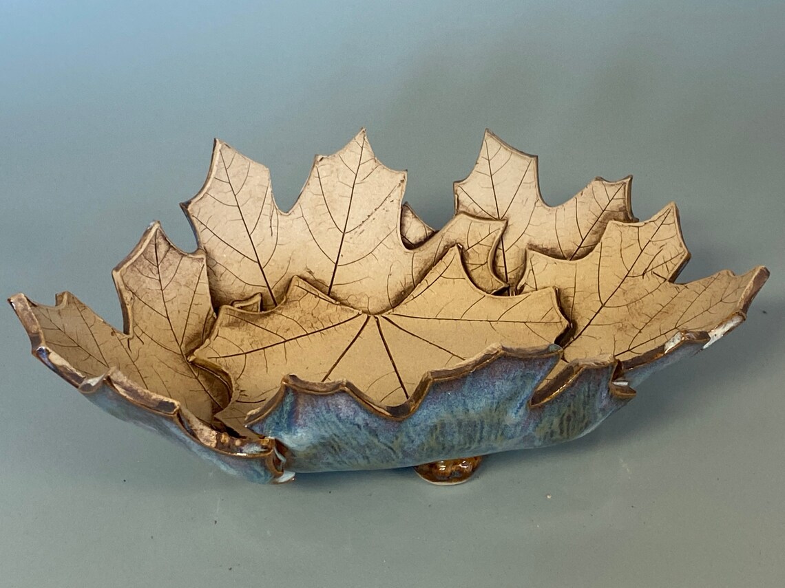Stoneware Handbuilt Maple Leaf Bowl - Etsy