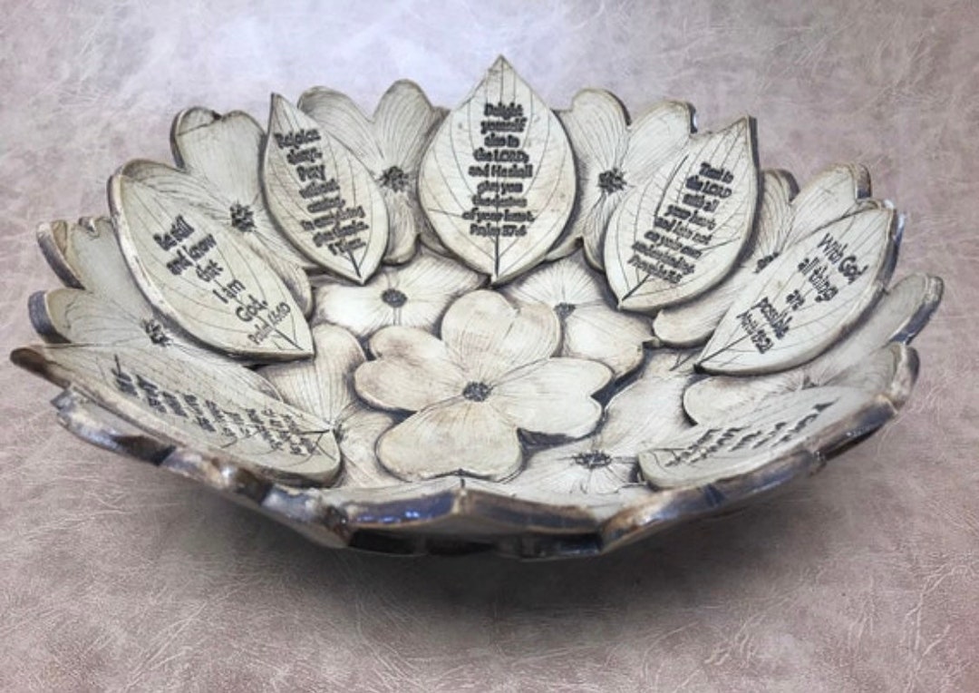 Stoneware Handbuilt Scripture Dogwood Bowl - Etsy