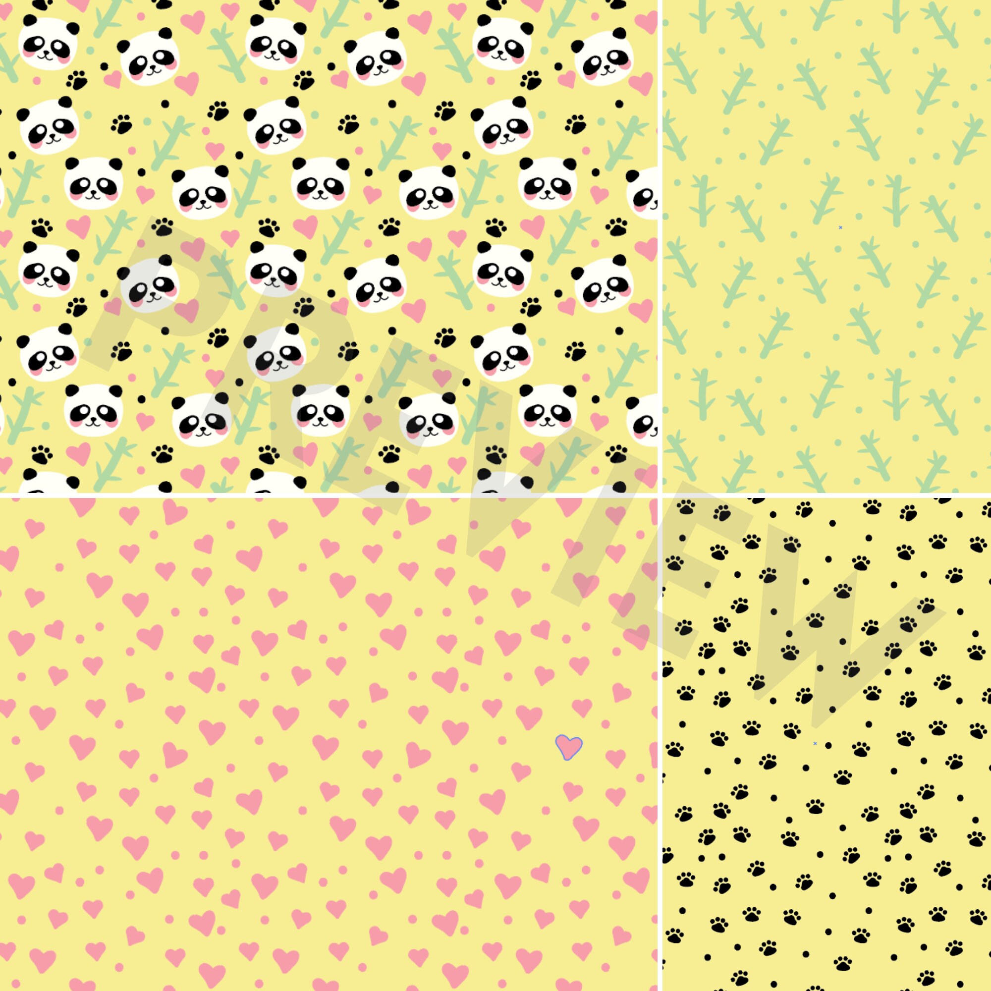 Panda Love Print | Seamless Repeat Pattern | Scrapbook Paper | Digital ...