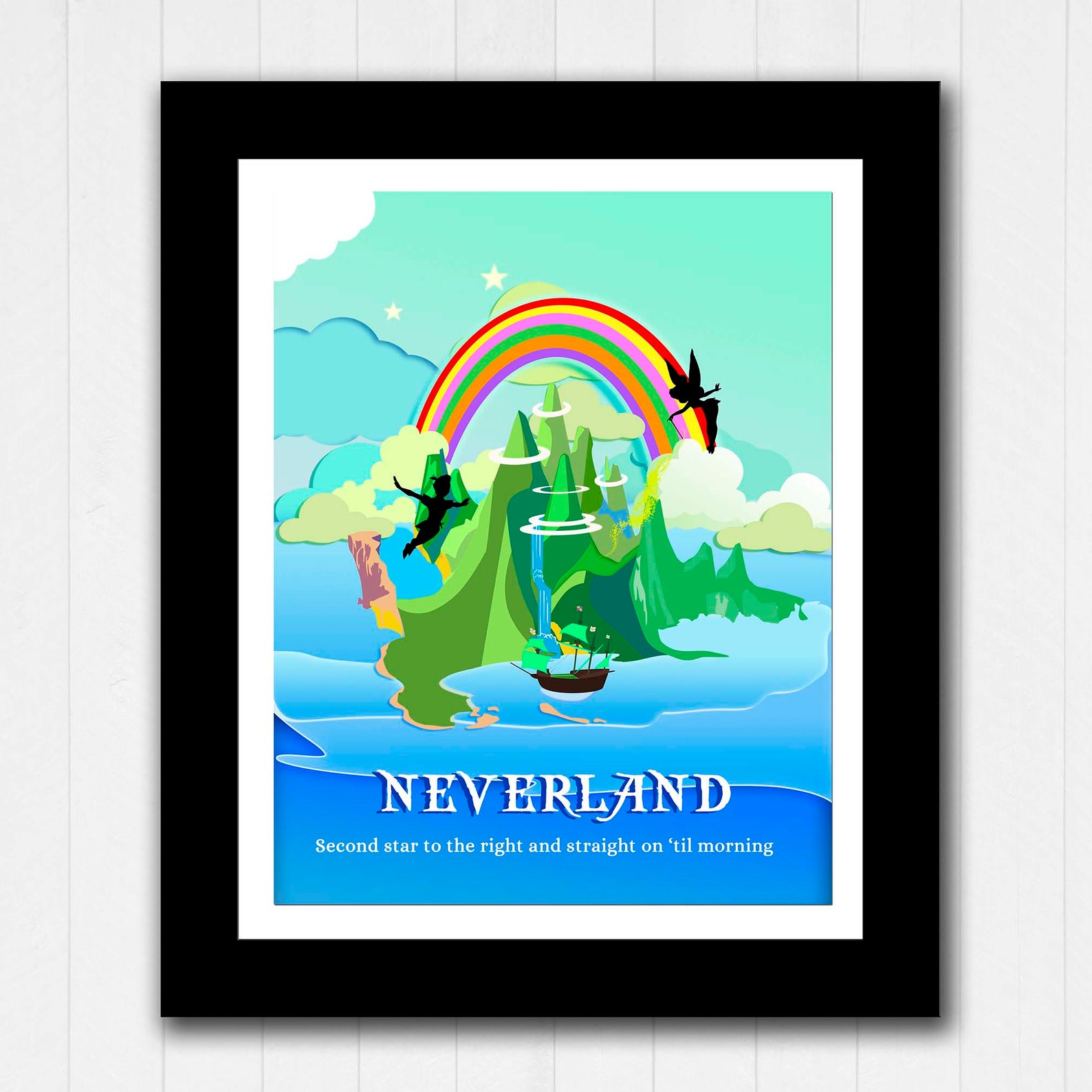 Neverland Peter Pan and Tinkerbell Minimalist Poster - Etsy