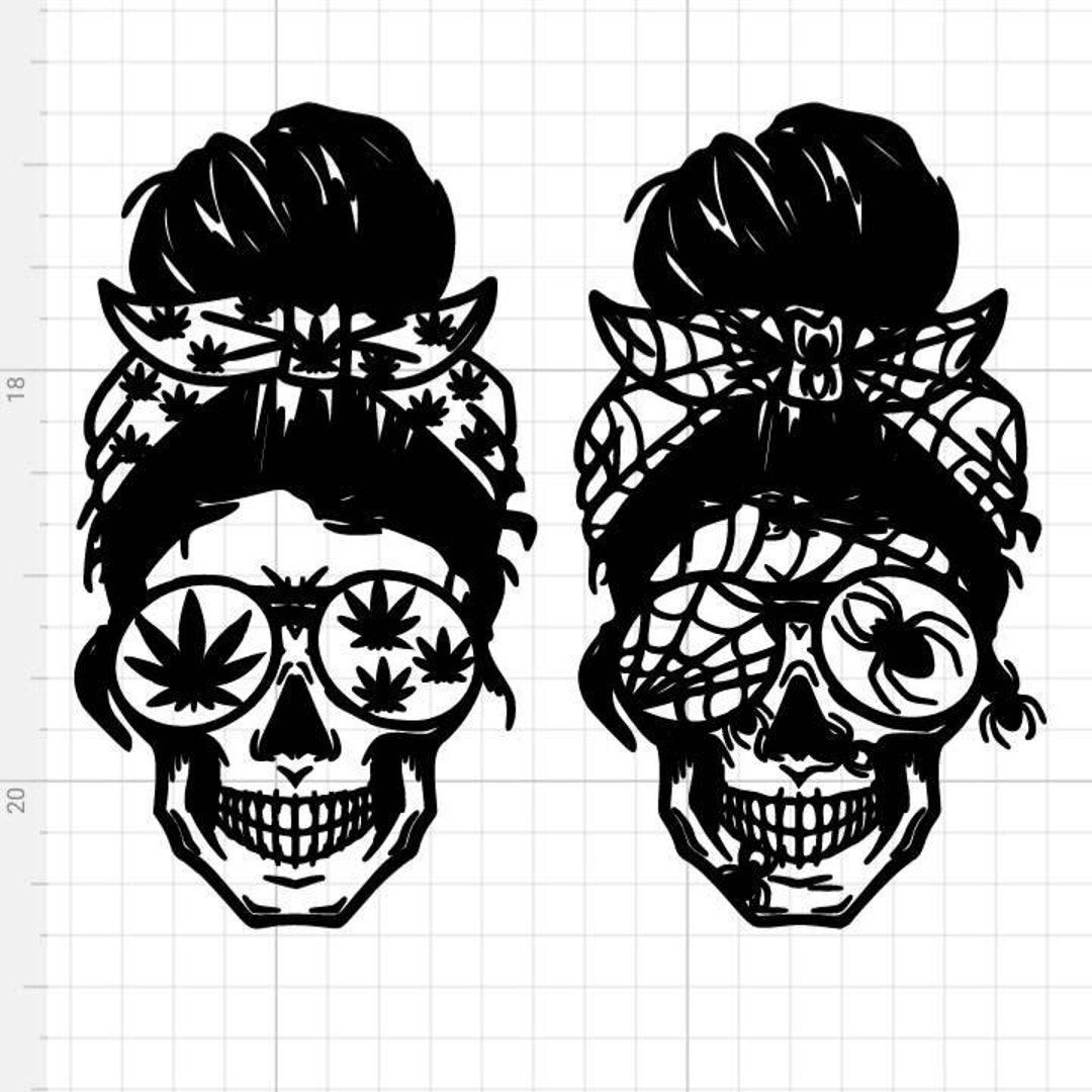 Messy Bun Skull Decal - Etsy