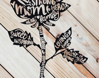 Personalized Mom Rose Laser Cut File SVG Custom Rose Bundle - Etsy