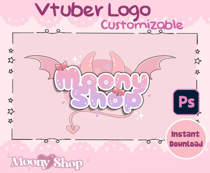 Vtuber Logo Customizable /streaming / Twitch / Youtube Text Cute Logo ...