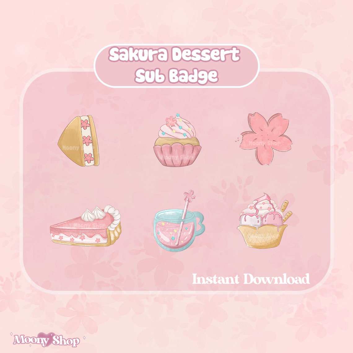 Sakura Dessert Twitch Badge / Kawaii Food - Etsy