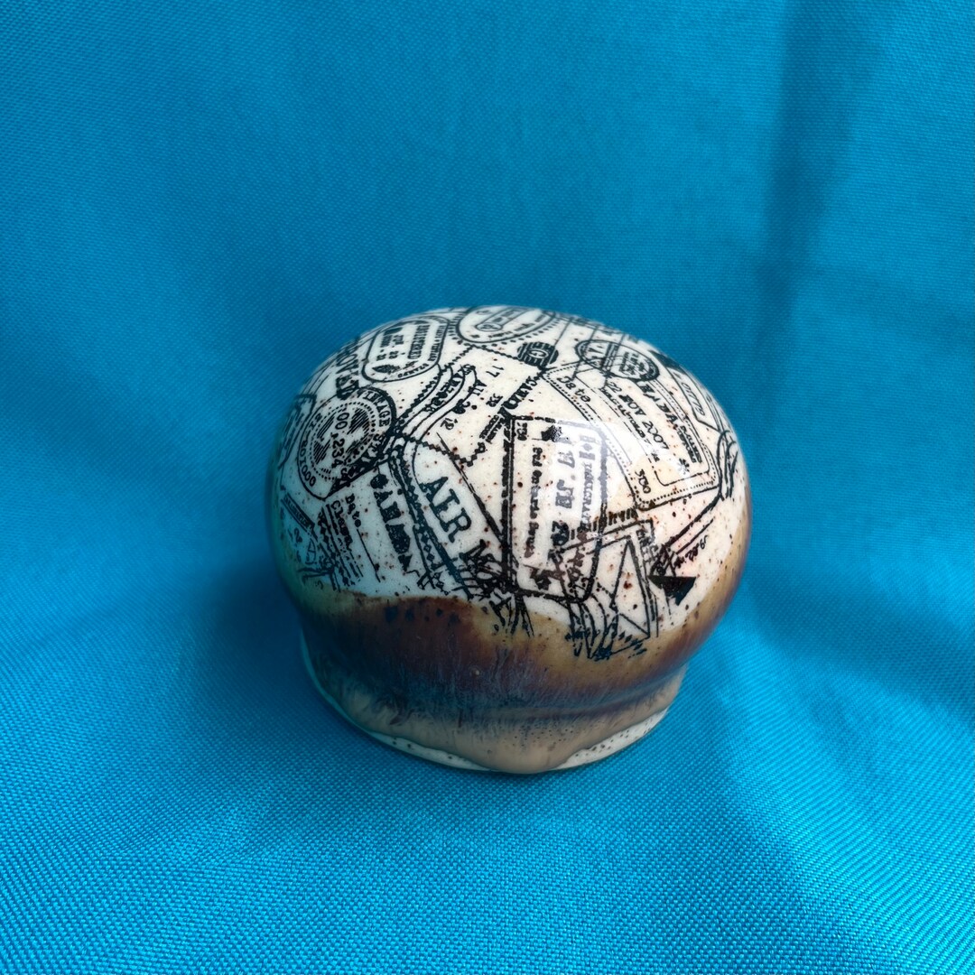 Magic Salt Shaker Vintage Postage Stamps With Brown Molten Glaze Salt ...
