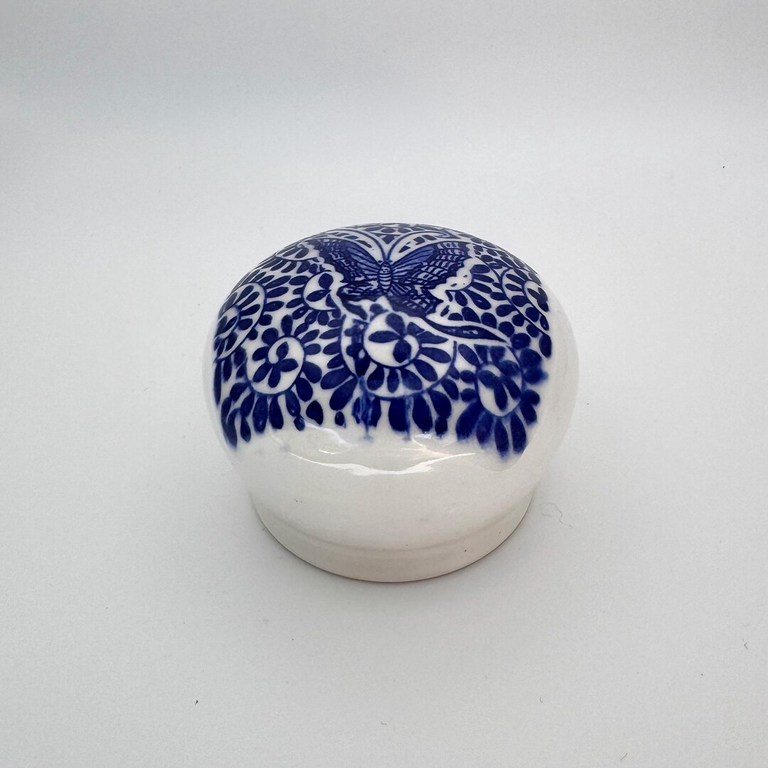 Magic Salt Shaker - White With Blue Butterfly - Handmade Salt Shaker ...