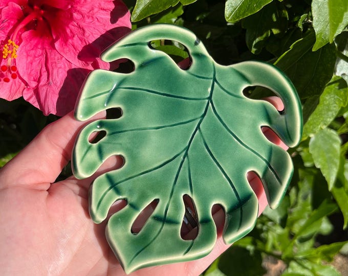 Tall Monstera Leaf Handmade Ceramic Mug, Wheel-thrown Pottery - Etsy