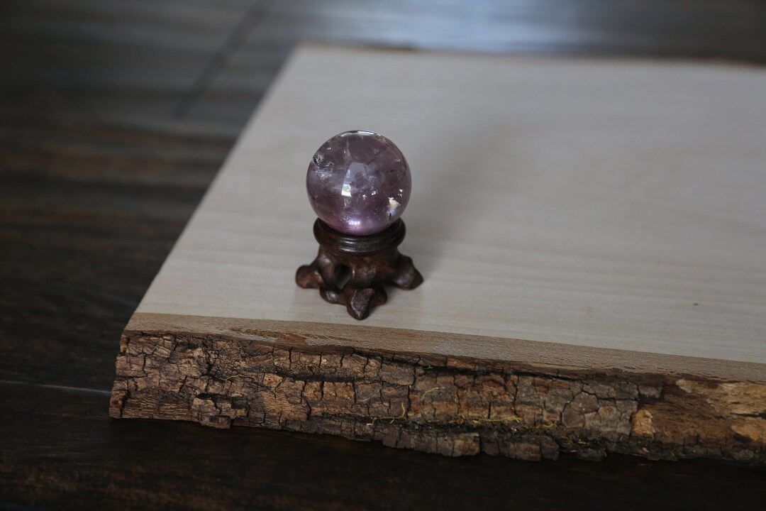 Lilac Amethyst Sphere With Wooden Stand, Crystal Ball, Crown Chakra ...