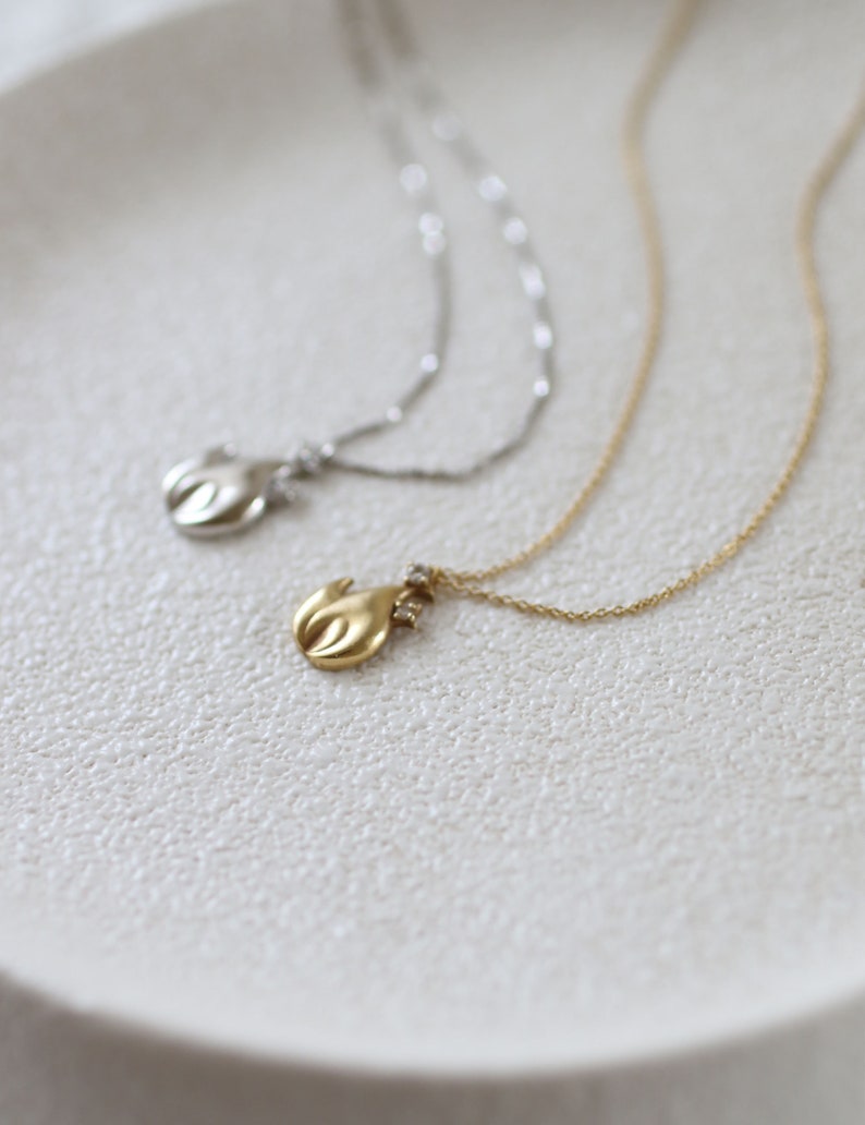 14k Gold Fire Necklace, Flame Pendant, Fire Element, Element Necklace ...