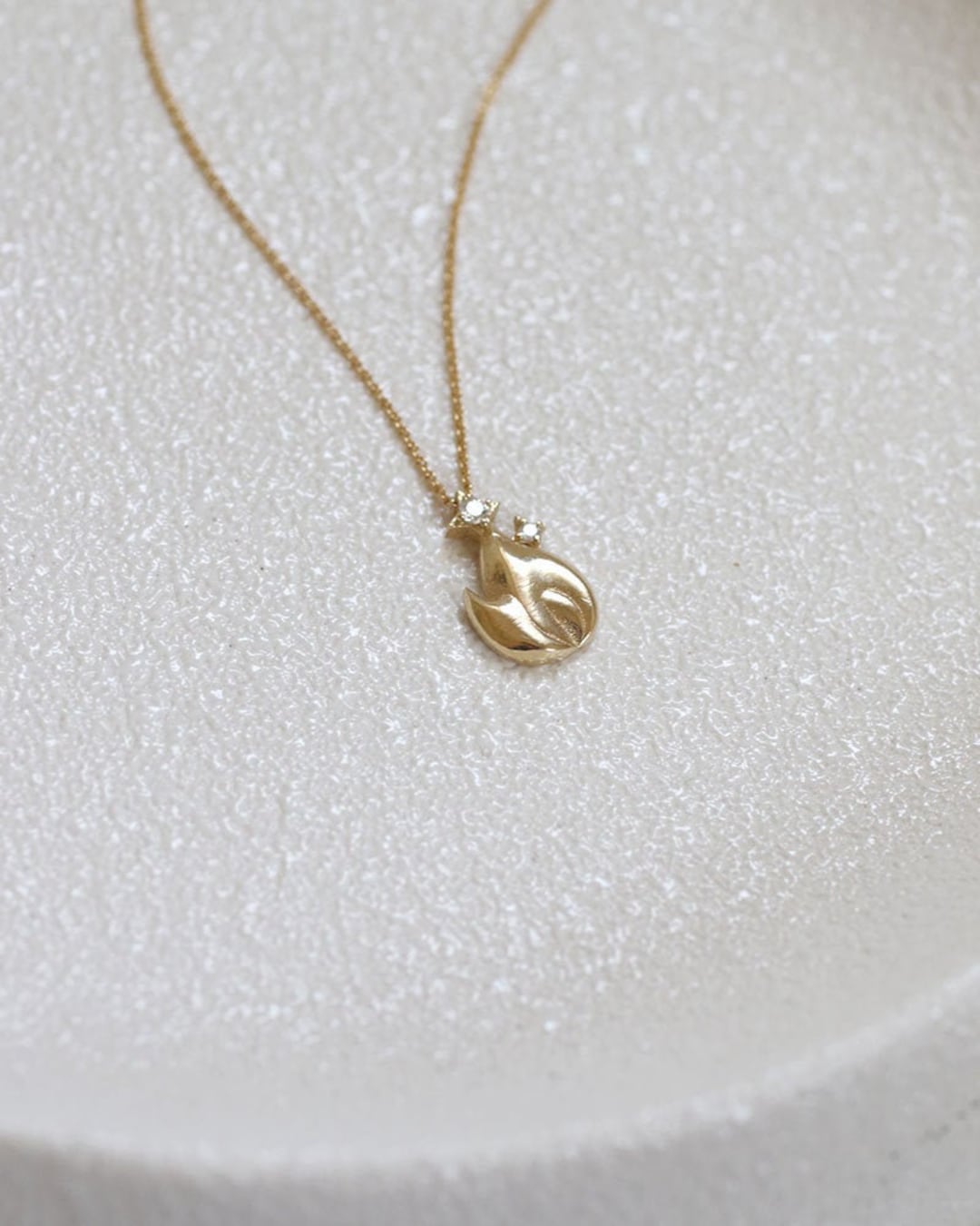 14k Gold Fire Necklace, Flame Pendant, Fire Element, Element Necklace ...