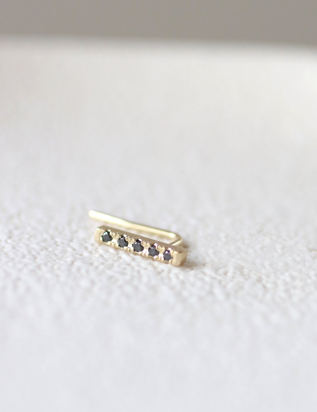 Diamond Ear Climber, Singal Ear Climber, Diamond Bar Earrings, Mini Ear ...