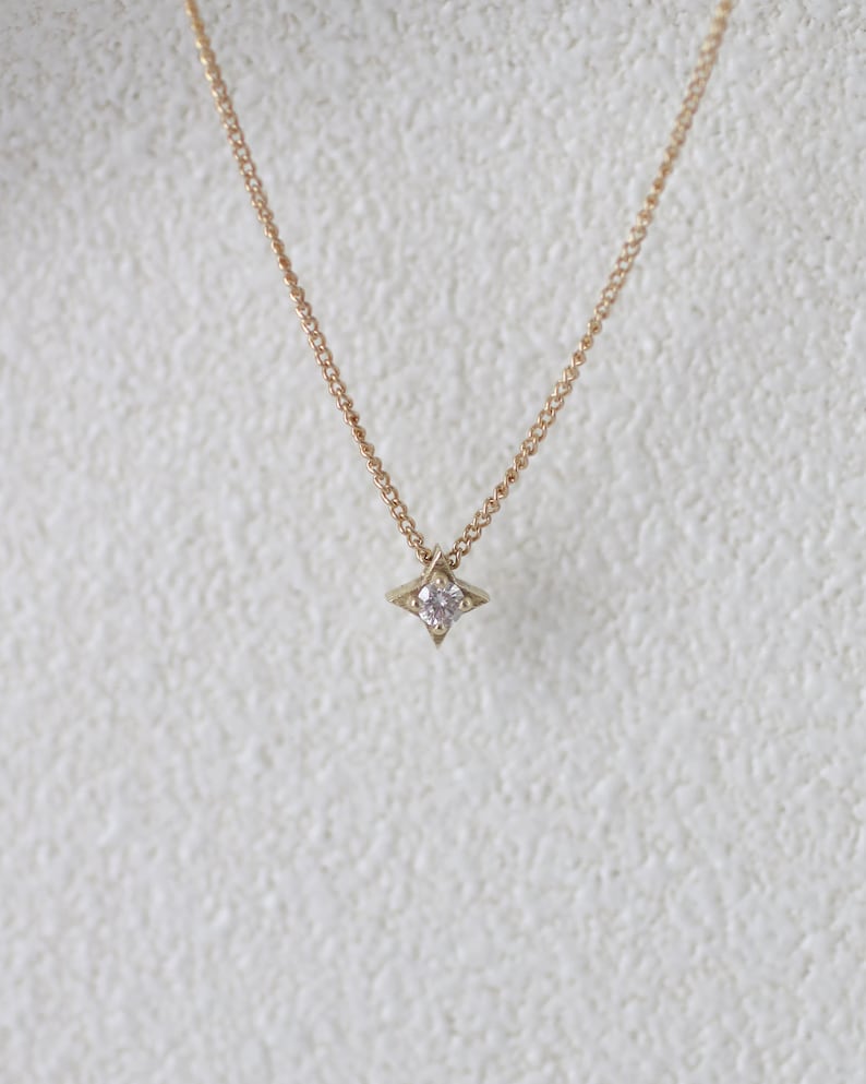 Tiny Gold Star Necklace, Minimalist Diamond Necklace, 14k Star Pendant ...