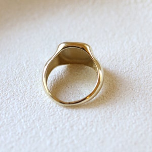 Gold Floral Signet Ring, Solid Gold Engraved Ring, Herbal Ring, Signet ...