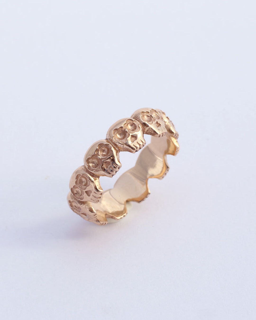 14K Rose Gold Skull Ring, Skull Wedding Ring, Gothic Wedding Ring ...