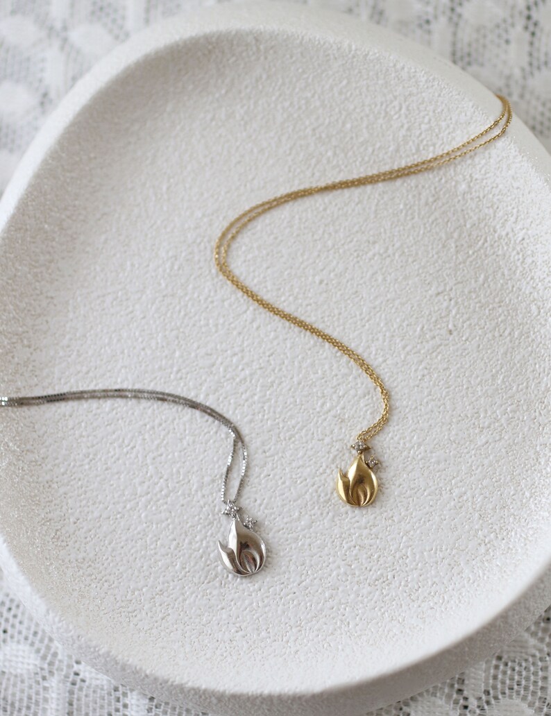 14k Gold Fire Necklace, Flame Pendant, Fire Element, Element Necklace ...