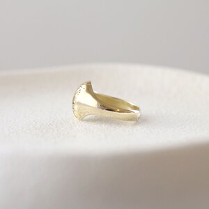 Gold Floral Signet Ring, Solid Gold Engraved Ring, Dome Ring, Signet ...