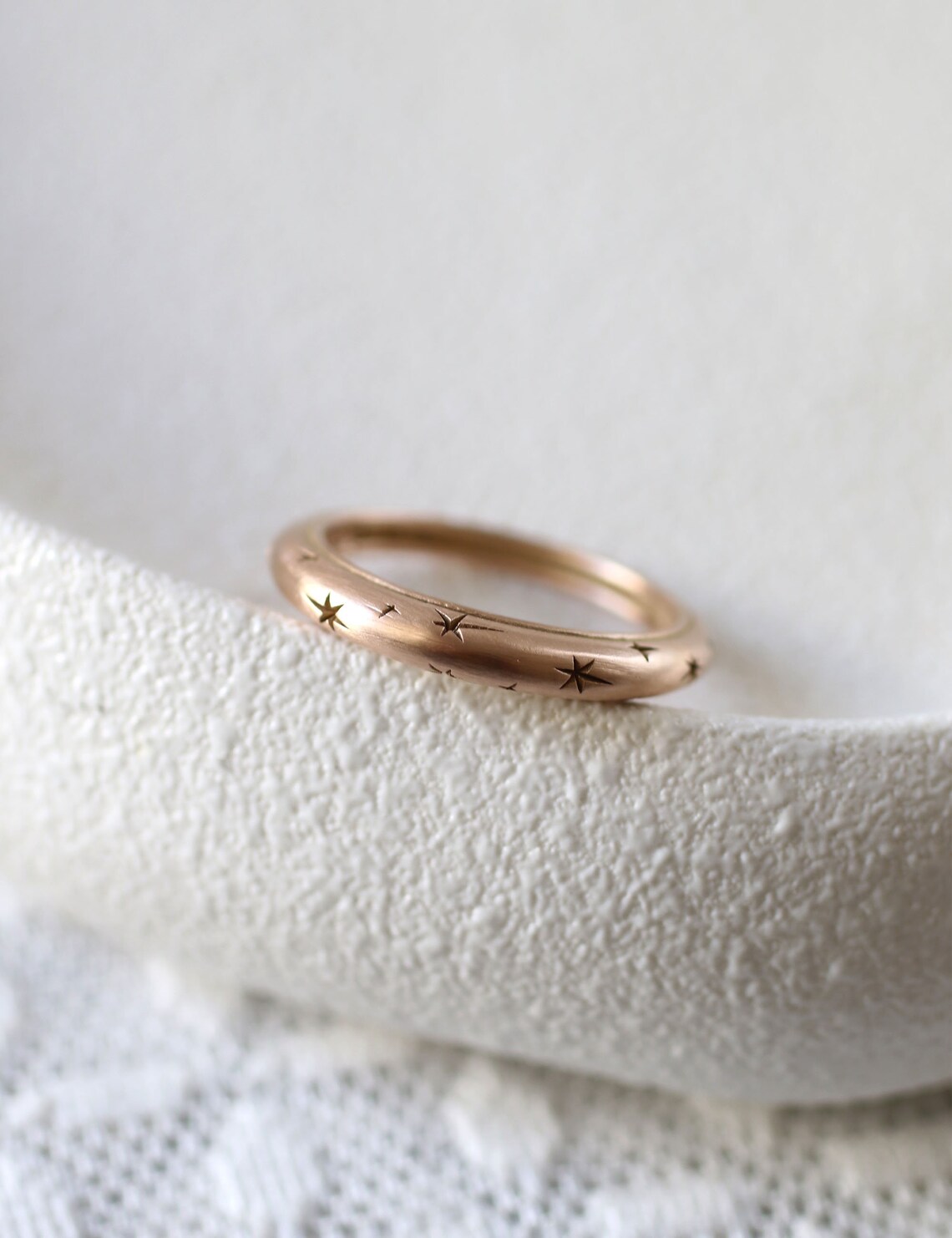 Rose Gold Star Ring 14k Star Wedding Band Engraved Ring | Etsy