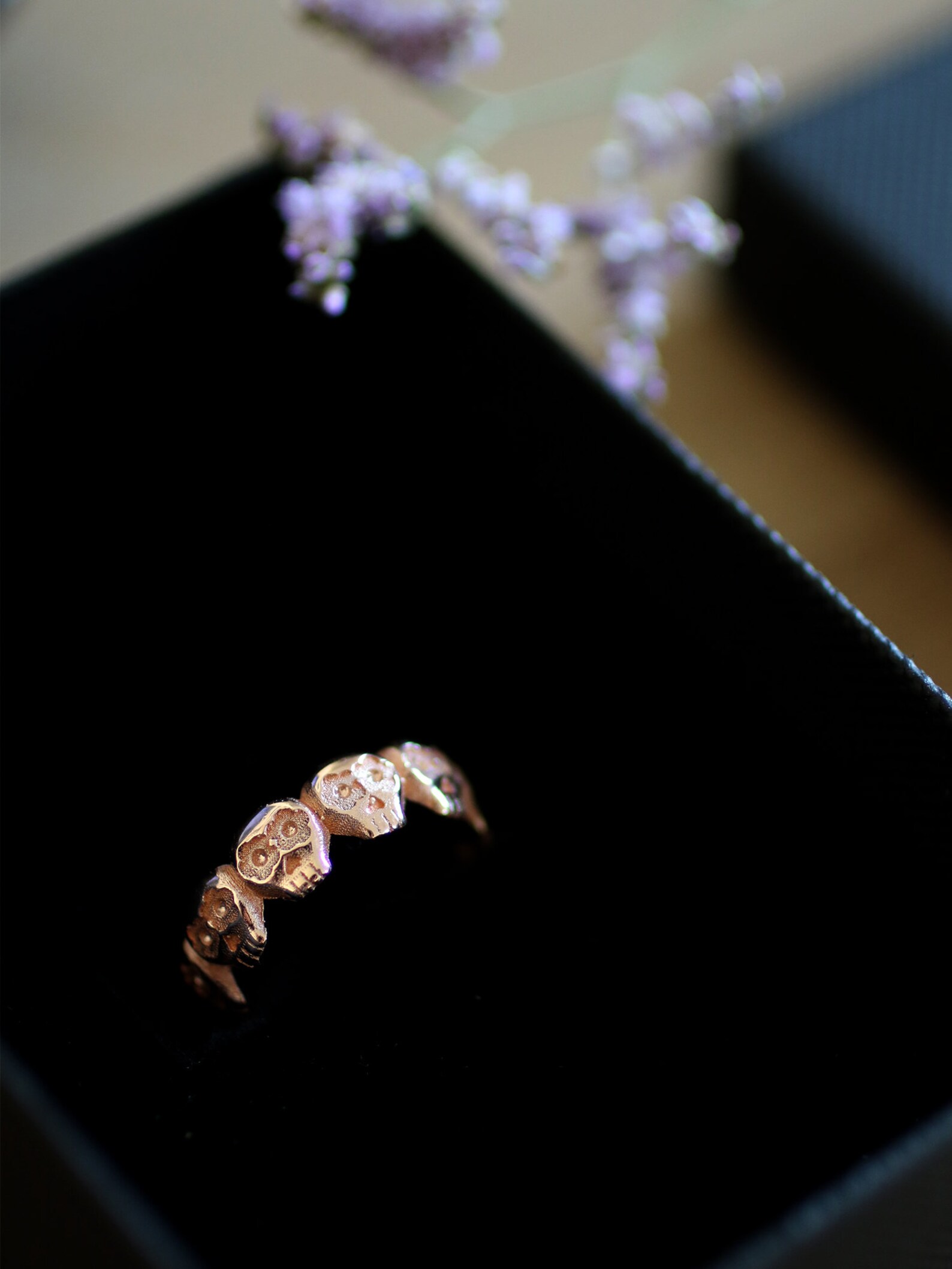 14K Rose Gold Skull Ring Skull Wedding Ring Gothic Wedding - Etsy